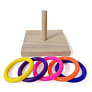 Balacoo Bird Ring Toy Interactive Wood Board Ring Toss Game Puzzle Toy Bird Educational Toy Parrot Chew Bite Playing for Parrot Pet (Random Color)