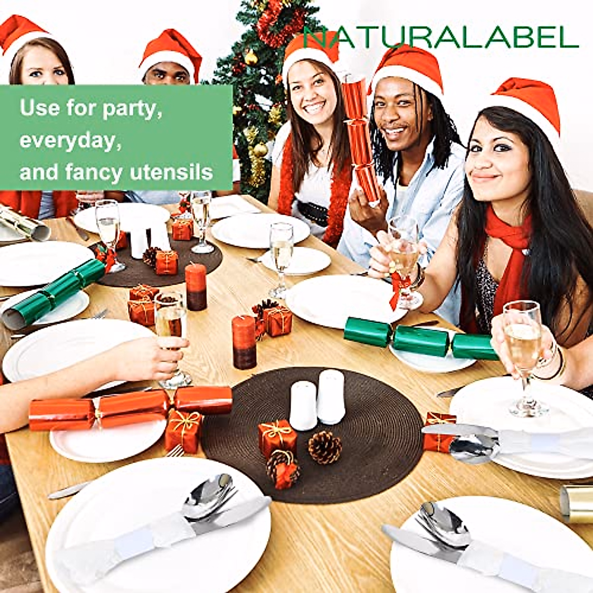 NATURALABEL Napkin Band, Paper Napkin Rings Self Adhesive 500-Count (White)