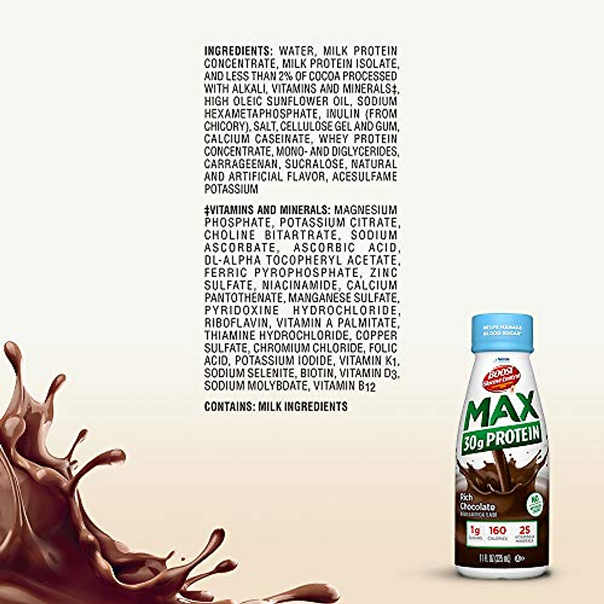 BOOST Glucose Control Max 30g Protein Nutritional Drink, Rich Chocolate, 11 Fl Oz (Pack of 12)