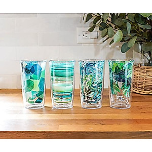 Tervis Made in USA Double Walled Yao Cheng Green Crystal Insulated Tumbler Cup Keeps Drinks Cold & Hot, 16oz 4pk, Green Collection