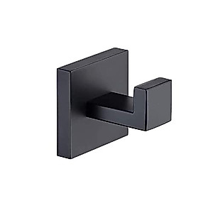 MOKIUER Towel Hooks for Bathroom Bath Robe Hook,Towel Holder Towel Hanger Coat Hooks Sponges Hangers Wall Mount Heavy Duty for Kitchen Garage Cabinet Closet Door,Matte Black,4 Pack