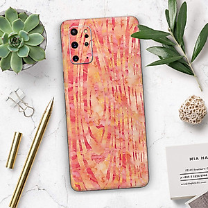 DesignSkinz Orange Watercolor Woodgrain Protective Vinyl Decal Wrap Skin Cover Compatible with The Samsung Galaxy S20 (Screen Trim & Back Glass Skin)