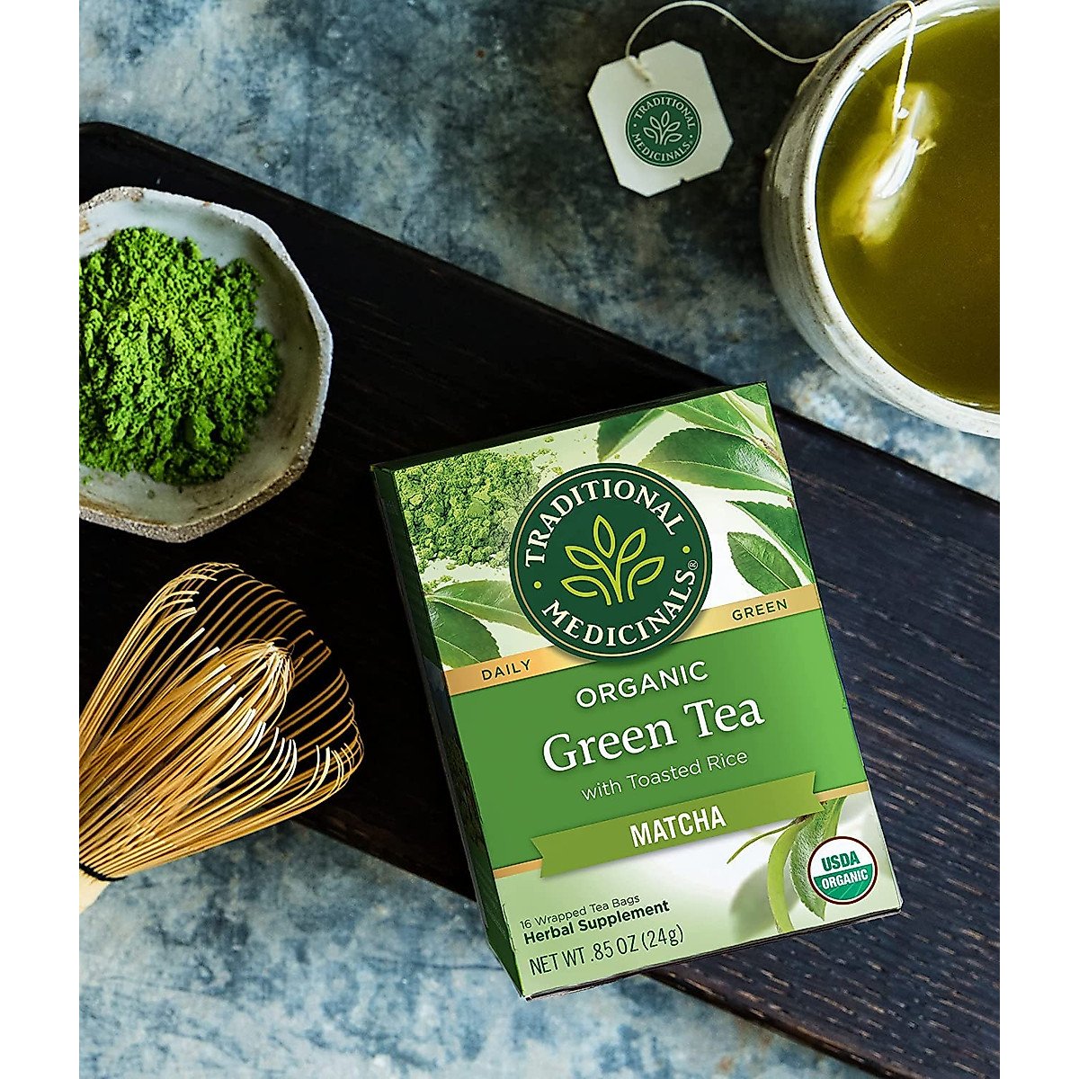 Traditional Medicinals Organic Green Tea With Toasted Rice, Matcha (Pack of 2) 32 Tea Bags Total