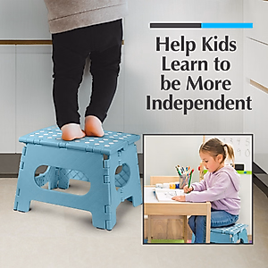 Handy Laundry Folding Lightweight Step Stool is Sturdy Enough to Support Adults and Safe Enough for Kids. Opens Easy with One Flip. Great for Kitchen, Bathroom or Bedroom. (Teal)