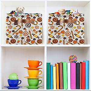 Halloween Colorful Candies Storage Basket Bins Foldable Laundry Hamper Toy Storage Bins Box Organizer for Pet Books Clothes Makeup Nursery Closet Office,1 pcs