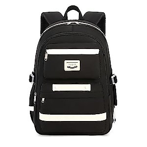 Jaygulf Waterproof Women Laptop Backpack Fashion Girl Daypack Black