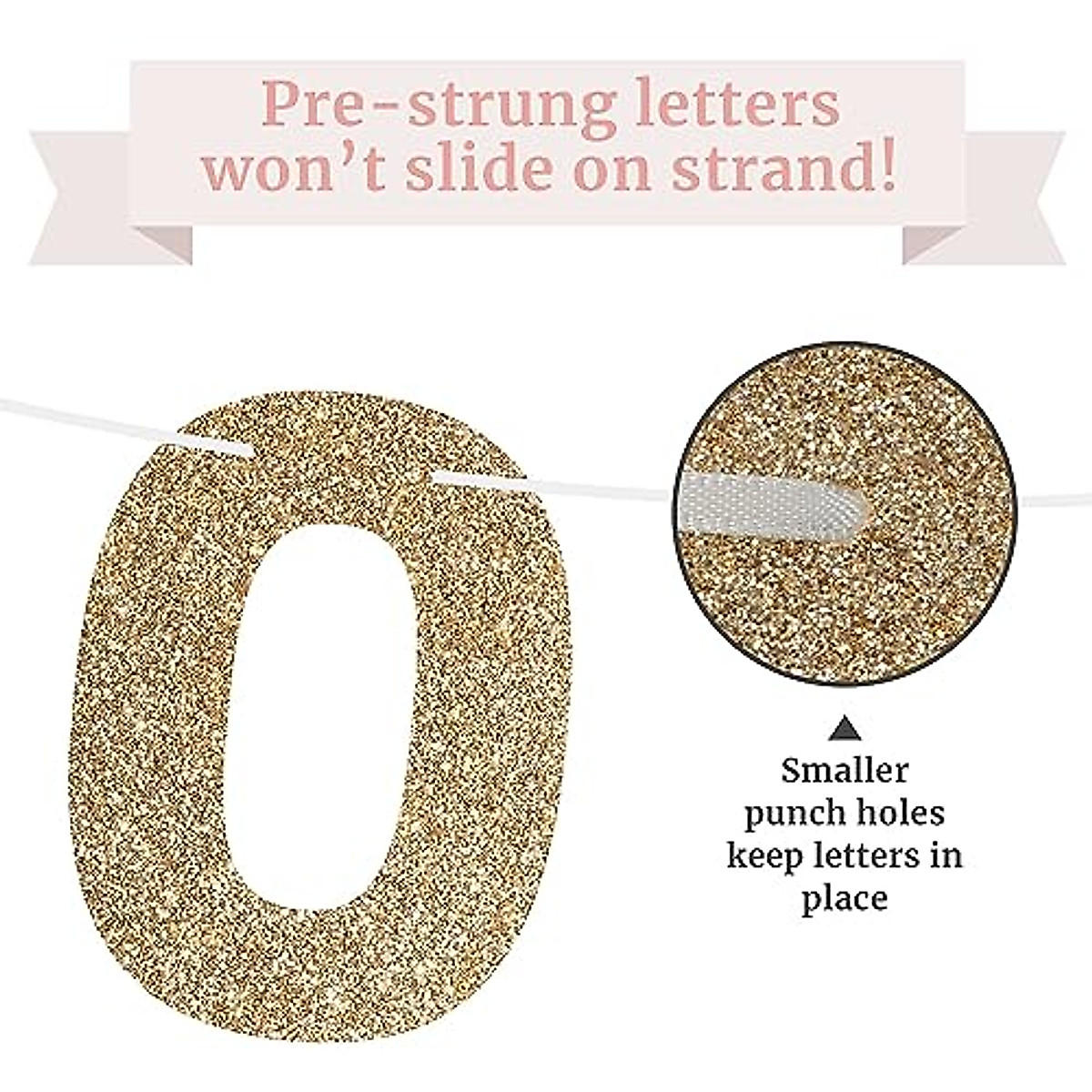 Pre-Strung Older Wiser Hotter Banner - NO DIY - Gold Glitter Happy Birthday Party Banner - Pre-Strung Garland on 8 ft Strands - Gold Birthday Party Decorations & Decor For Men & Women. Did we mention