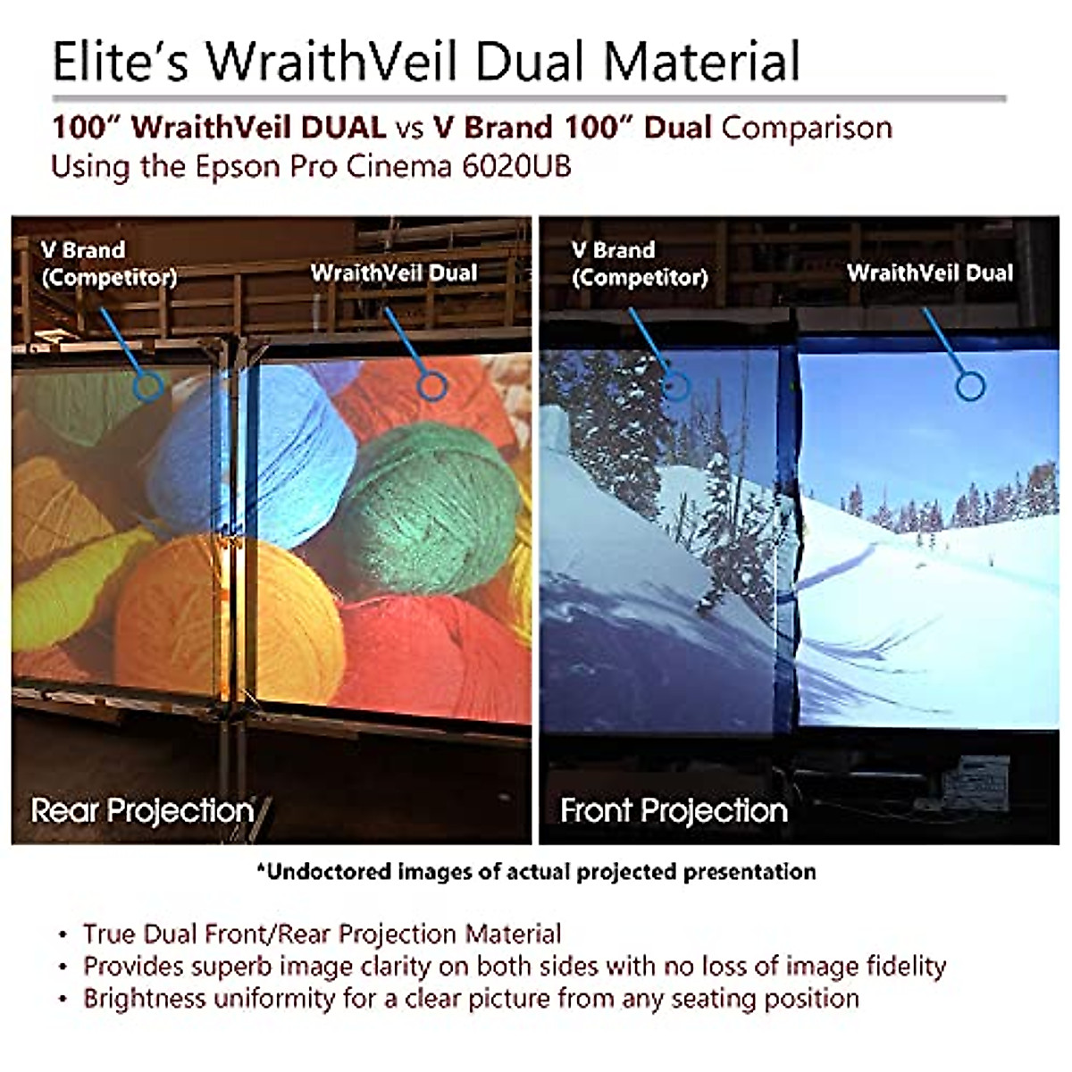 Elite Screens CineTension 2 WraithVeil Dual Projector Screen, 200-inch 16:9, Indoor Electric Motorized Automatic Front Rear Projection Movie Screen, TE200HR2-DUAL| US Based Company 2-Year Warranty