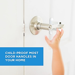 ZogeeZ Childproof Door Lever Lock (2 Pack) Prevents Toddlers from Opening Doors. Easy One Hand Operation Extra Strong Adhesive - Simple Install, No Tools Needed
