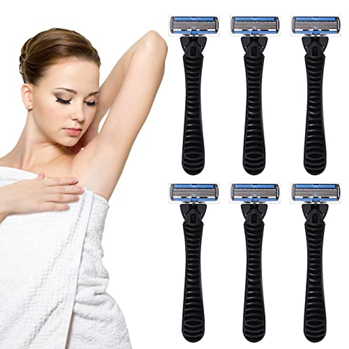 6-Layer Blade Women's Razor BEoffer 6 Pack Razor Blade Silky Smooth Shave for Women Body Arm Leg Hair Bikini Safety Razor Blades Close Shave with Minimal Irritation Disposable Razors Hair Remover