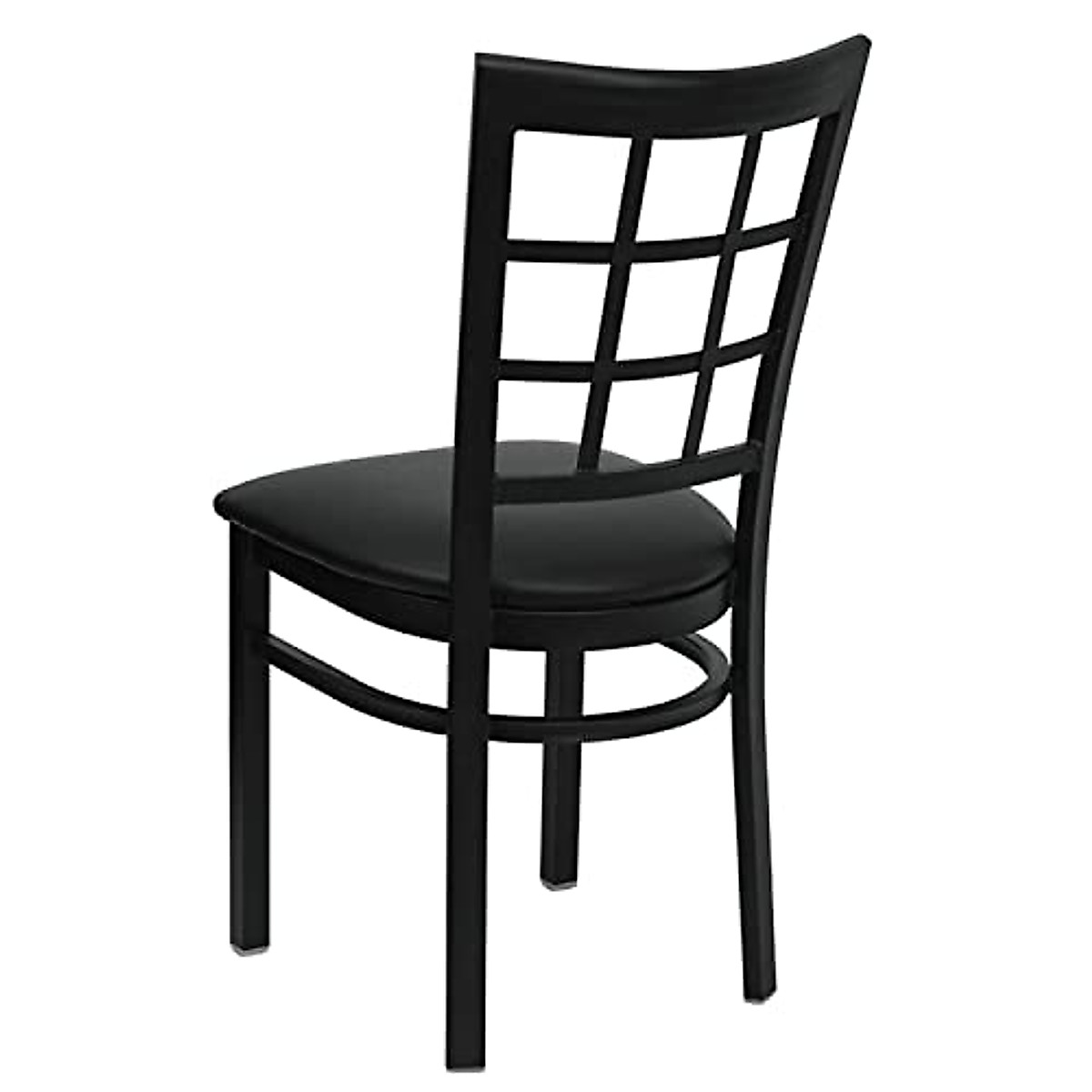 Flash Furniture HERCULES Series Black Window Back Metal Restaurant Chair - Black Vinyl Seat