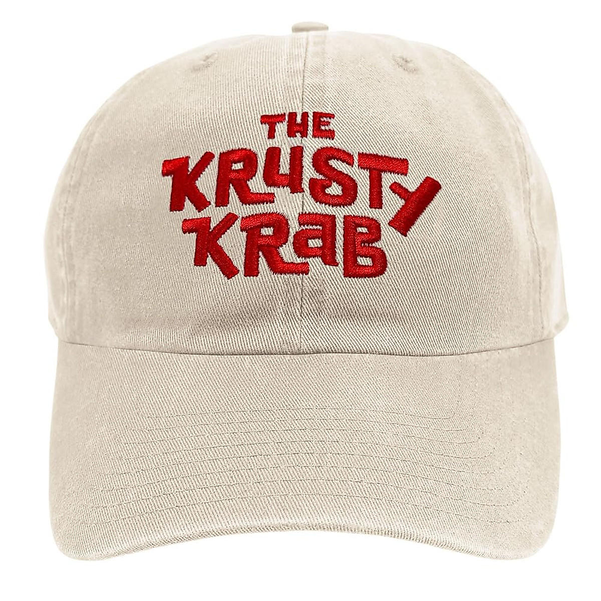 Popfunk Official Spongebob The Krusty Krab Logo Dad Hat - The U18 Adjustable Relaxed-Fit Cap - Unisex for Men and Women, Cream