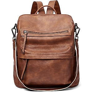 BROMEN Backpack Purse for Women Fashion Leather Designer Travel Large Ladies Shoulder Bag with Women Wallets