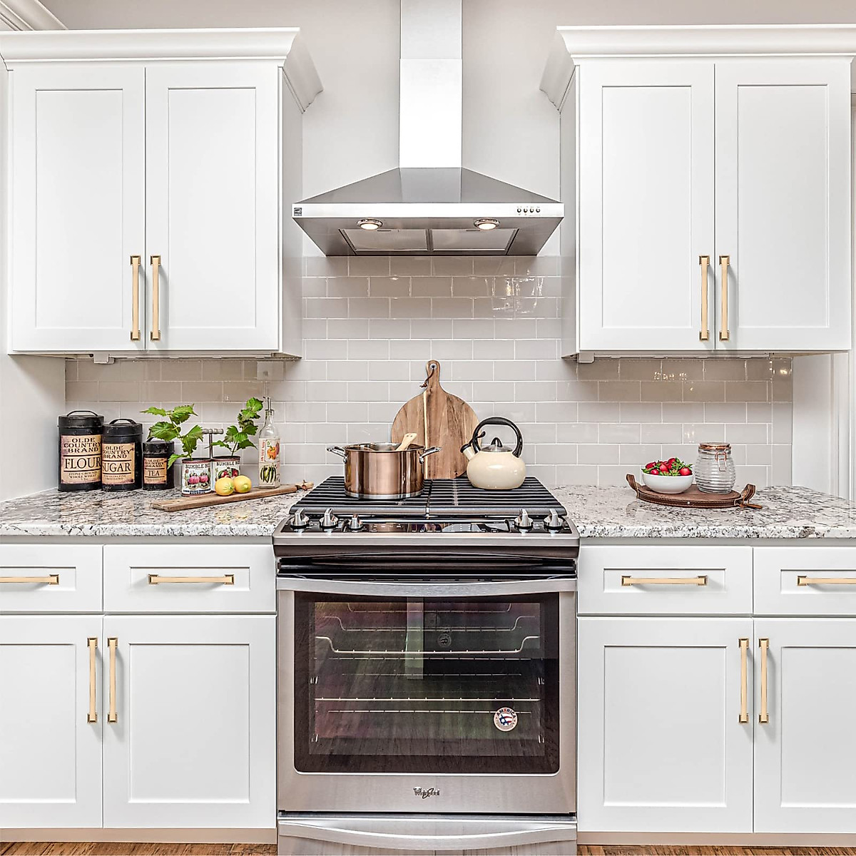 9BUILD 5 Inch 10 Pack Brushed Brass Cabinet Pulls Kitchen Cabinet Handles Kitchen Cabinet Hardware Kitchen Handles for Cabinets Cupboard Handles Gold Pulls for Cabinets