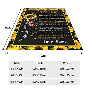 Personalized Custom Name Blanket Love Letter to My Sister, Butterfly Sunflower Customized Blankets Bed Throws 50x60 Inches