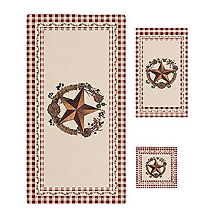 ArneCase Towel Sets for Bathroom Farmhouse Country Star and Primitive Berries On Retro Red Plaid Highly Absorbent Beach Towel Hand Towel Washcloths for Men Women Sports Yoga 3 Pcs