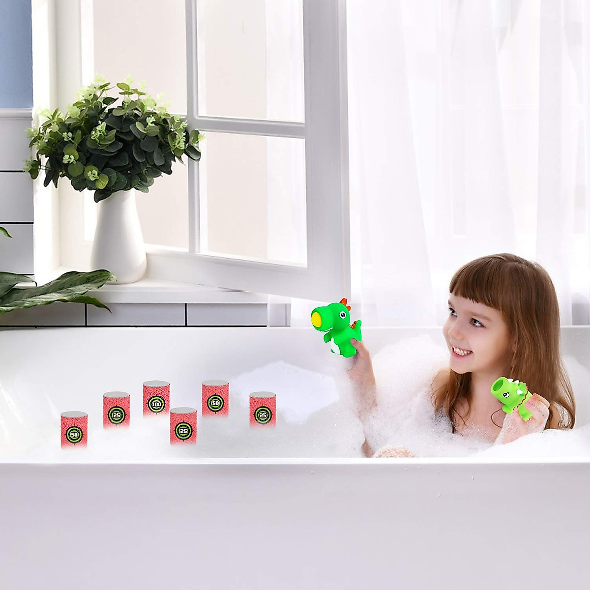 KUARLUBI Shoot Ball Toys -Dinosaur Pig Toys Foam Ball Popper Guns, Toy Guns for Kids 4pk with 16 Foam Ball for Boys Girls Birthday Gifts