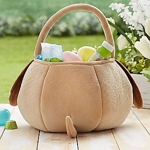 Personalization Universe Embroidered Plush Puppy Personalized Easter Basket, Baby's First Easter, Basket with Reinforced Handles, Customized with Any Name, Boys and Girls