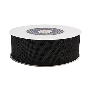 VATIN Black Burlap Wired Ribbon 1-1/2 inch X 10 Yards Fabric Craft Ribbon for Party Decorations,Big Bow,DIY Wreath Craft, Outdoor Decoration