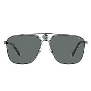 Versace Man Sunglasses Gunmetal Frame, Polarized Dark Grey Lenses, 61MM