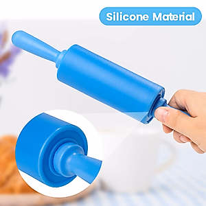NUOMI Kids Rolling Pins for Baking Playdough 2 Pack Non-Stick Silicone Small Rolling Pins for Home Kitchen,Random Colors