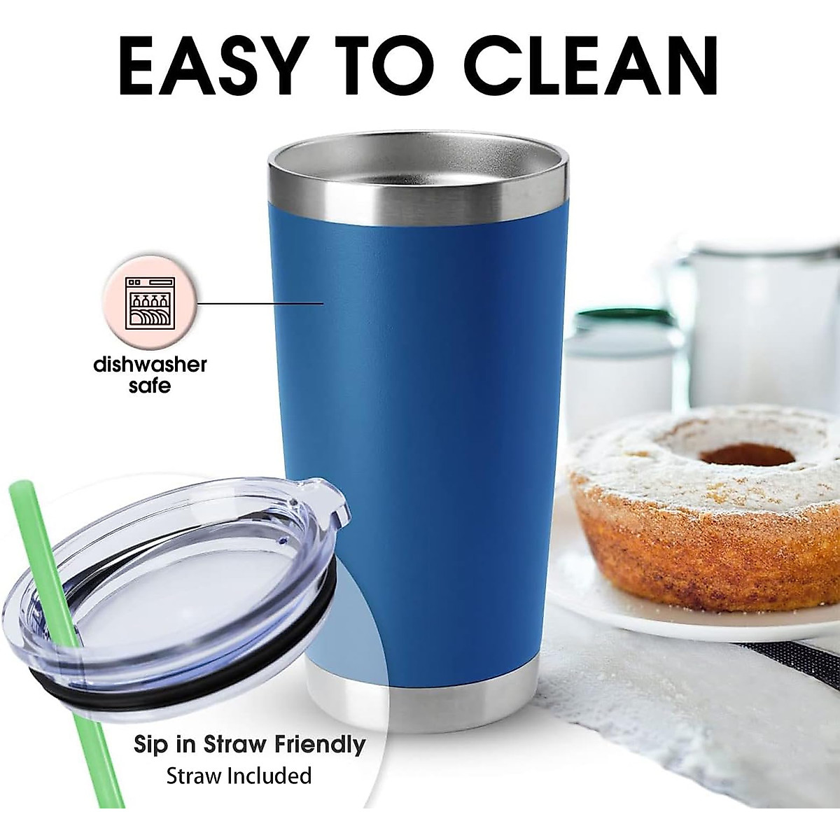 Dashing Nova Personalized Custom Name Tumbler with Inspirational Quotes for Swimmers and Coaches Gifts, 20oz Double Wall Stainless Steel Insulated Bottle with Straw (Blue), Medium