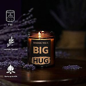 TIMEYARD Lavender Scented Candle Gifts for Women, Sending You A Big Hug, Jar Candles for Best Friend, Friendship Gifts for Women Men, Mothers Day, Soy Candles with 1 Cotton Wick, 45H Burn Time, 7oz