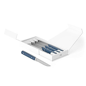 Misen Steak Knives Set of 4 - Precision Serrated Blades for Effortless Dining - Stainless Steel - Superior Cuts with Four Steak Knives Handles for Stylish Elegance - Blue