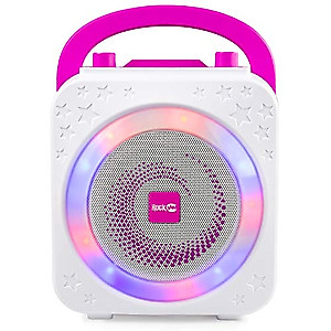 RockJam 10 Watt Rechargeable Bluetooth Karaoke Machine with Two Mics, Pink