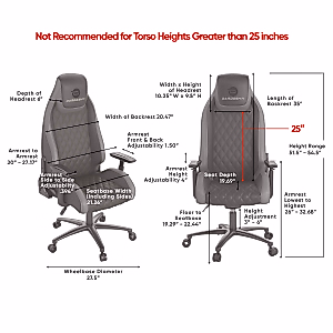 Atlantic Dardashti Gaming/Executive Chair –Molded Cold-Cure Foam, ANSI/BIFMA X5.1 Tested, Class-4 Heavy-Duty Gas Piston, 350 lbs. Weight Load, 8-Way Arm Rests, PN 78050356 – Black and Midnight