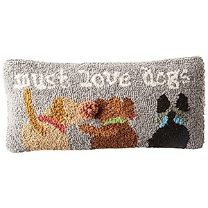 Mud Pie Must Love Dogs Hook Pillow, 1 Count (Pack of 1), Gray