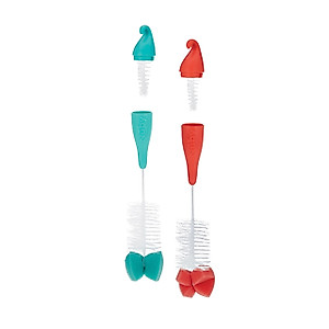 Nuby 2-Pack Bottle and Nipple Brush with Sponge Tip, Colors May Vary