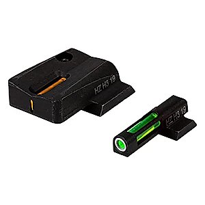 Hiviz Litewave H3 Tritium Express Handgun Sight Green/Orange Litepipes White Front Ring S&W Sheild
