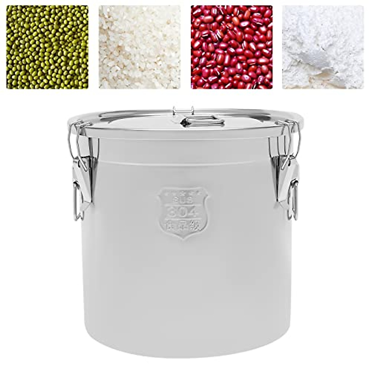 DNYSYSJ Stainless Food Container 304 Stainless Steel Airtight Canister Flour Containers with Lids Airtight Stainless Steel Bucket For Food, Bean, Flour, Oil, Sugar, Milk