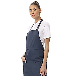 Chef Works Unisex Brio Bib Apron, Blue, One Size
