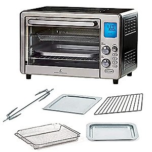 Emeril Lagasse Power Air Fryer 360 Max XL Family Sized Better Than Convection Ovens Replaces a Hot Air Fryer Oven, Toaster Oven, Rotisserie, Bake, Broil, Slow Cook, Pizza, Dehydrator & More. Emeril Cookbook. Stainless Steel. (MAX 15.6” 19.7” x 13”)