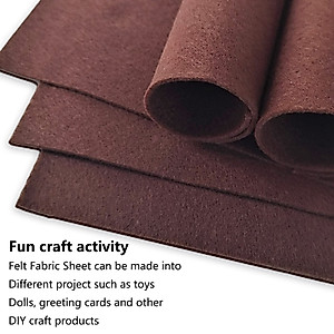 Jtnohx Soft Felt Fabric, Flexible Craft Felt, 1.4mm Thick 6"x6" Felt Sheets 20Pcs for DIY and Sewing Projects (Dark Brown)