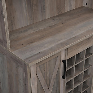 Home Source Bar Cabinet with Wine Rack and Glass Doors (Grey wash- Solid)
