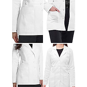Adar Universal Stretch Lab Coat for Women - 28" Tab-Waist Lab Coat - 3300 - White - S