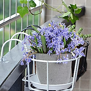 defutay Hanging Railing Planters, 4 Pack Round Flower Pot Holders,Metal Pot Plant Baskets for Balcony,Garden,Indoor & Outdoor(White,4 PCS)