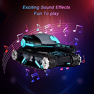 Bindove RC Stunt Tank with Light, Watch Gesture Sensor RC Tank Toy, 360 Rotation Remote Control Stunt Car Shooting Water Bullets (Tracked Dark Green), Halloween Toys,Festival Gifts