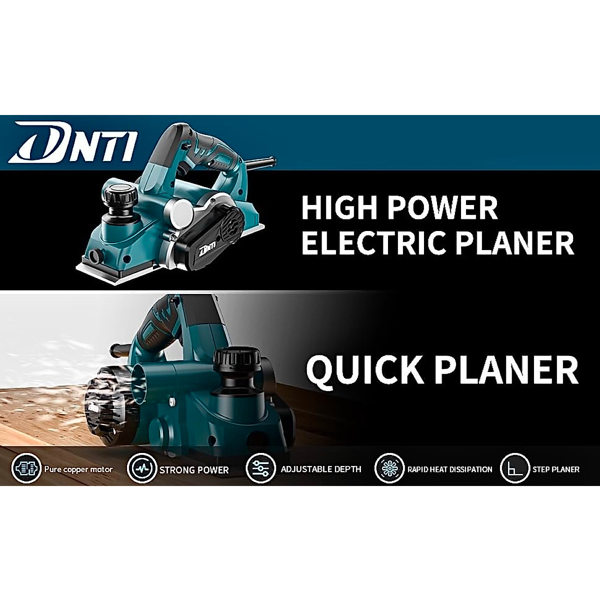 DNTI 6.6amp Corded Electric Handheld Planers 17000rpm Hand Planer Power Woodworking Tool Power Handheld Planer for Wood Chamfer DIY(58218.