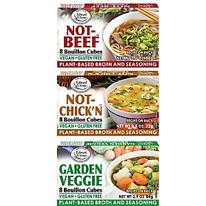 Edward & Son's Vegan Chicken Beef Vegetable Bouillon Cubes – Vegan Broth Cubes, Gluten Free, No Trans Fat, Use in Soups, Stews and Pilafs (8 Cubes of Each)