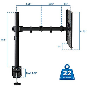 Mount-It! Laptop Desk Stand Mount | Articulating Vented Laptop Tray Mount | Fully Adjustable Laptop Arm Mount | Single Laptop Desk Extension with C-Clamp | Heavy-Duty Laptop Desk Stand (MI-4352LT)