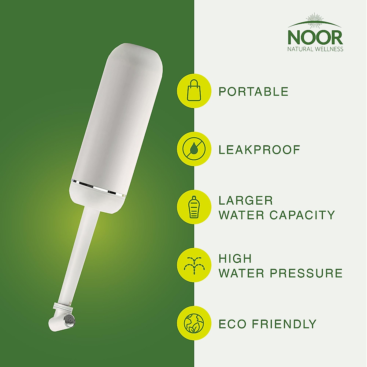 Portable Bidet Sprayer - 13oz Leakproof & Durable Handheld Travel Bidet by Noor - Eco-Friendly & Discreet Peri Bottle for Personal Hygiene On-The-Go - Reusable Handheld Bidet for Out-of-Home Use