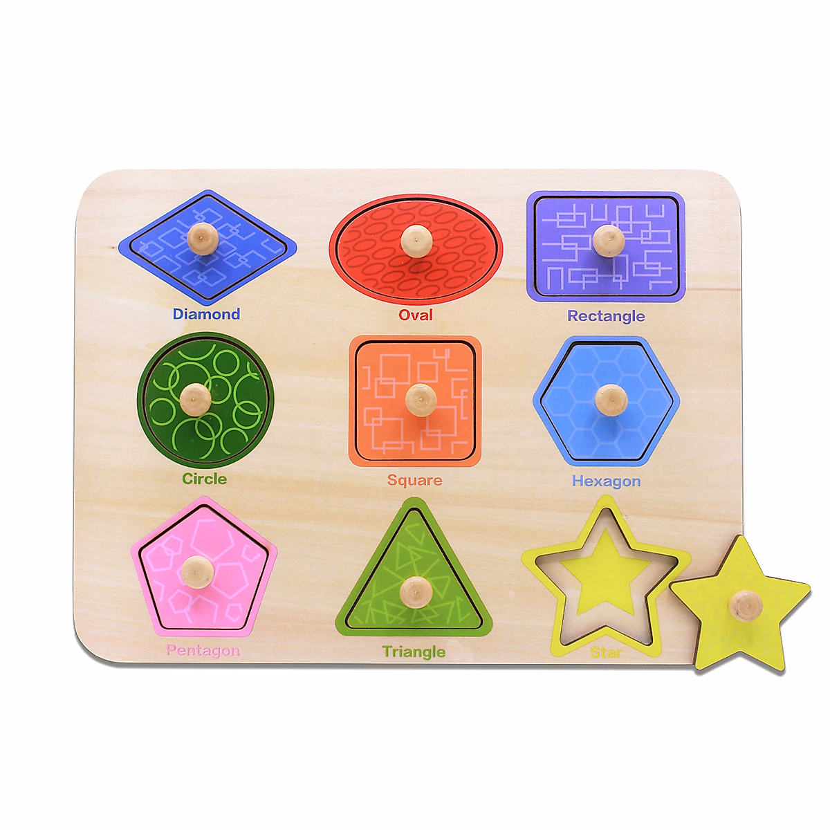 Aile Toddler Wooden Preschool Learning Shape Peg Puzzle Board Toys