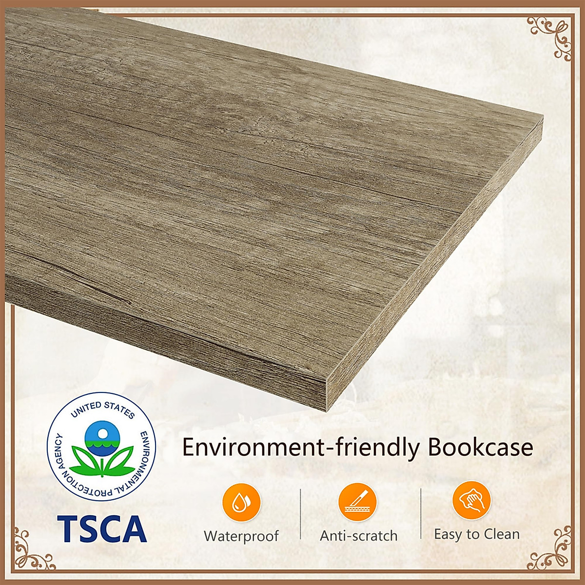 Tajsoon 3 Tier Tree Bookshelf, Small Bookshelf, Desktop Bookshelf Floor Standing Bookcase Display for CDs/Magazine/Books, Book Organizer Shelves for Bedroom, Living Room, Office, Greige