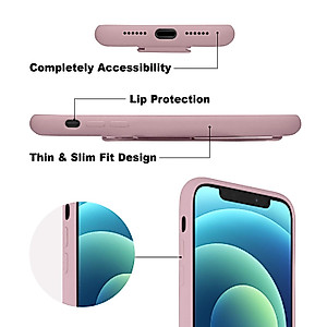 LAUDTEC iPhone 12 Mini Case with Kickstand, Vertical/Horizontal Stand Hand Strap Kickstand | Microfiber Linner | Liquid Silicone Full Body Protective Stand Case for iPhone 12 Mini 5.4'' Pink