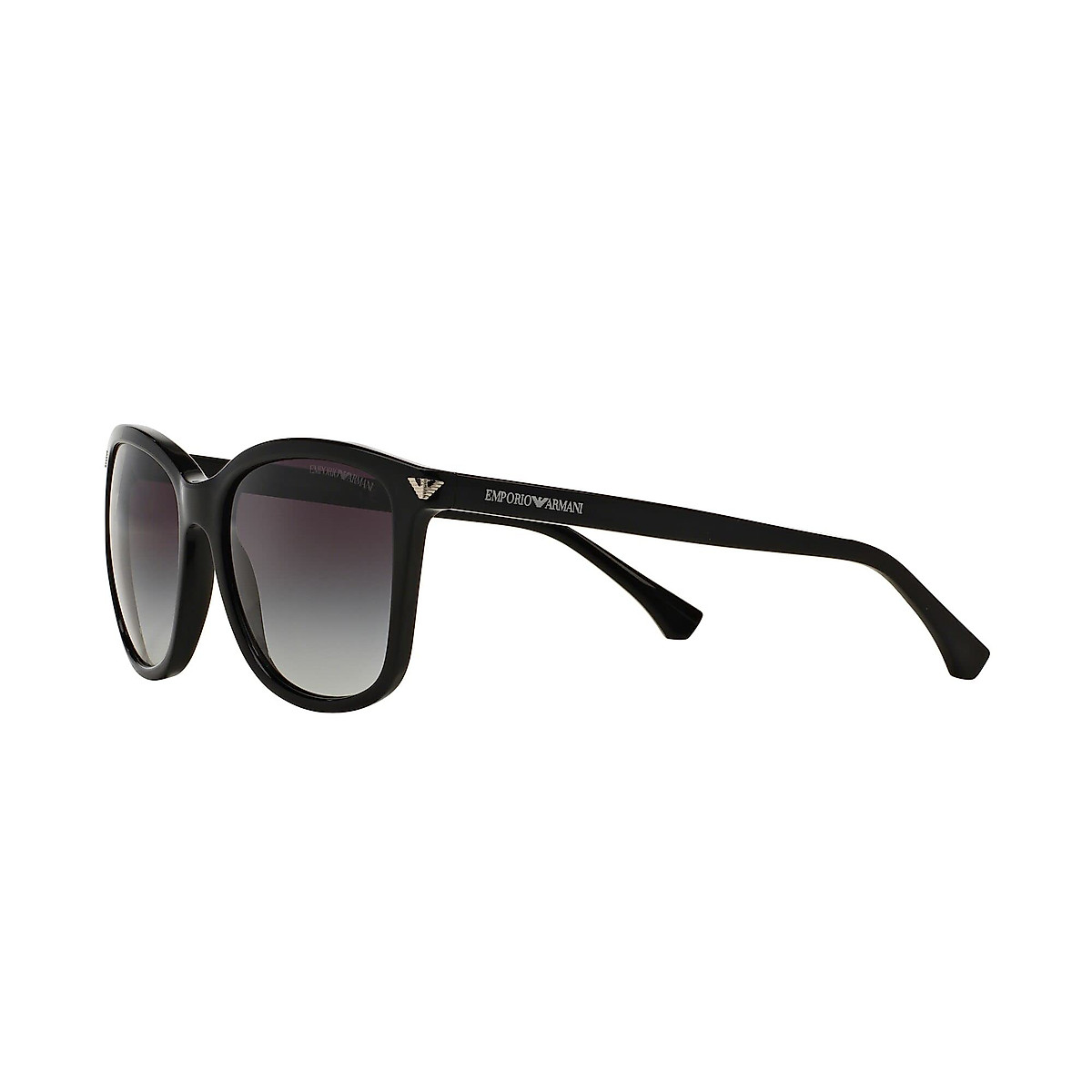 Emporio Armani Women's EA4060F Low Bridge Fit Square Sunglasses, Shiny Black/Gradient Grey, 56 mm