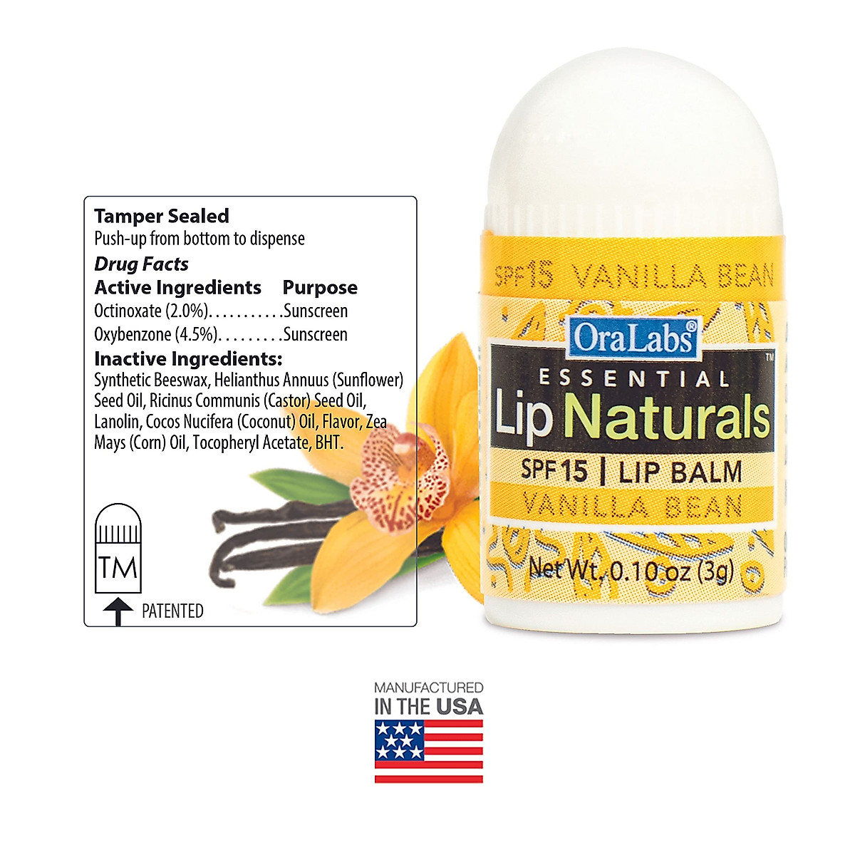 Lip Naturals® | 12-Count Assorted Mini Lip Balm with Sunscreen (SPF-15) & 1 Lip Balm Keychain | Made in USA | Lip Balm Pack with 3 Flavors: Tea Tree Mint, Vanilla Bean, & Bing Cherry (0.10oz/3g Each)